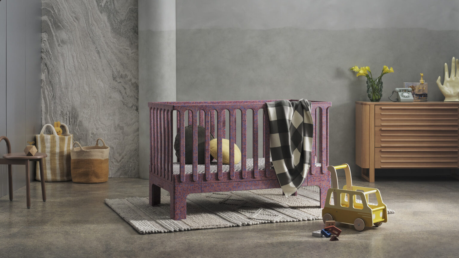 Recycled Plastic Cot by Tasman Eco X Defy Design | Yellowtrace